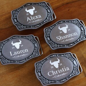 Engraved Western Belt Buckle: Custom Name Antique Silver Finish - Etsy