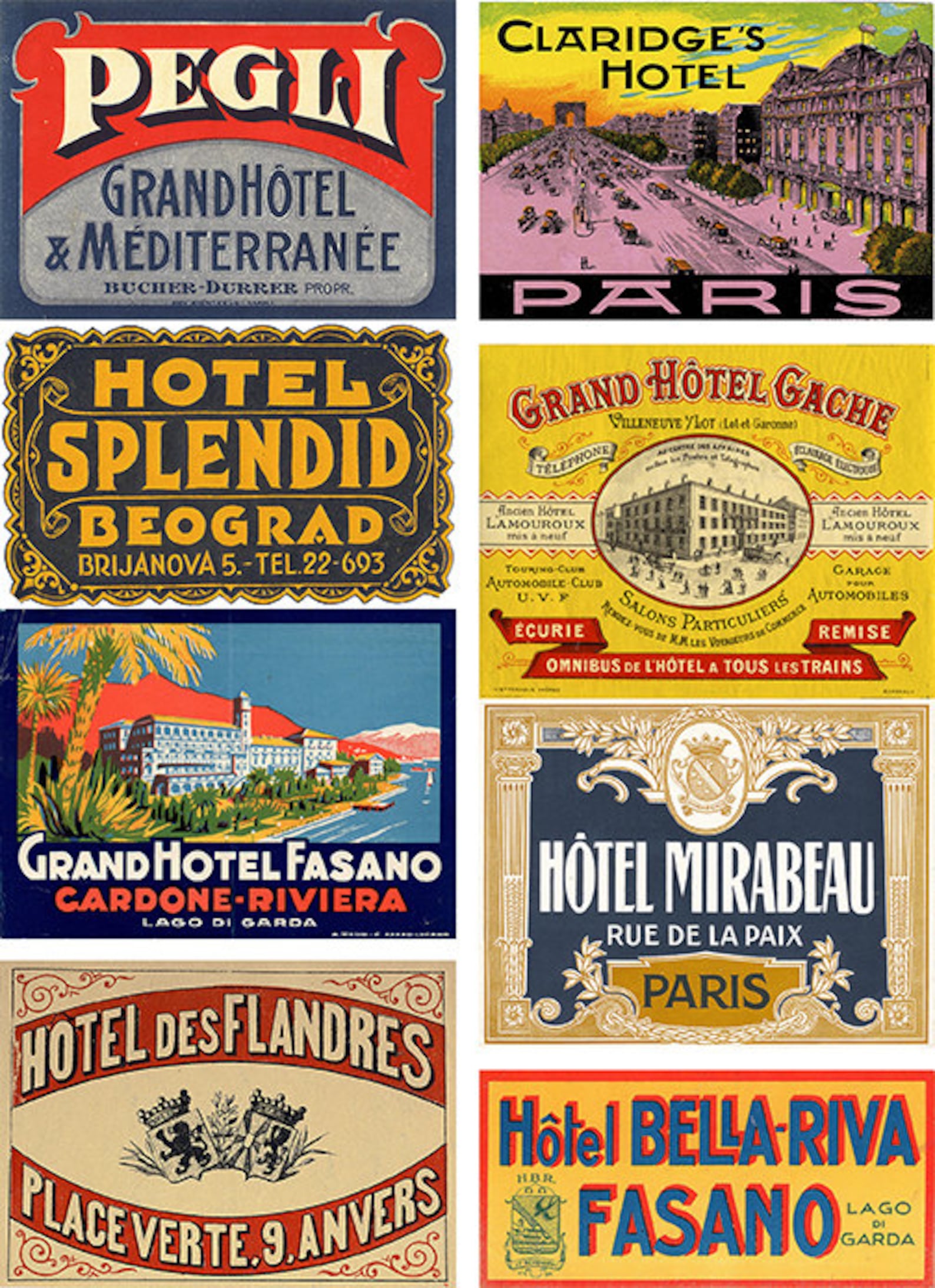 Vintage Hotel Labels Tags Cards - Ephemera - Clip Art - Digital Collage ...