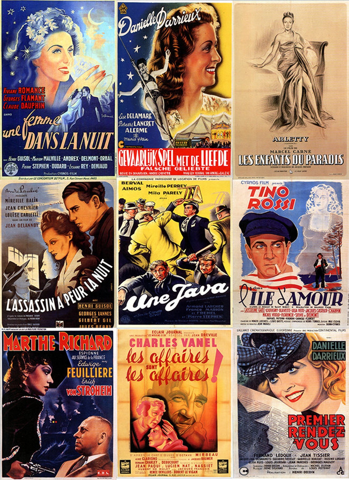 Vintage French Movie Cinema Posters- Digital Printable Collage Sheet ...