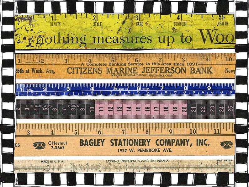 Digital Ephemera Collage Clipart: Vintage Wooden Rulers - Etsy