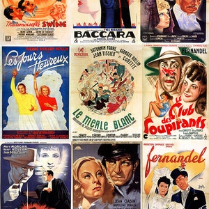 Vintage French Movie Cinema Posters- Digital Printable Collage Sheet ...