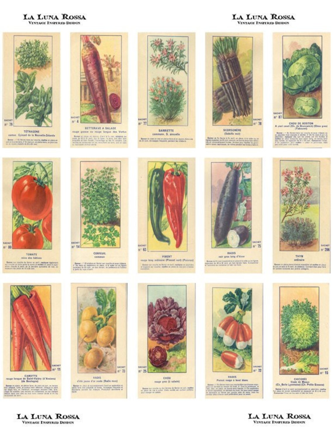 Vintage French Fruit and Vegetable Seed Packets Ephemera Clip Art ...