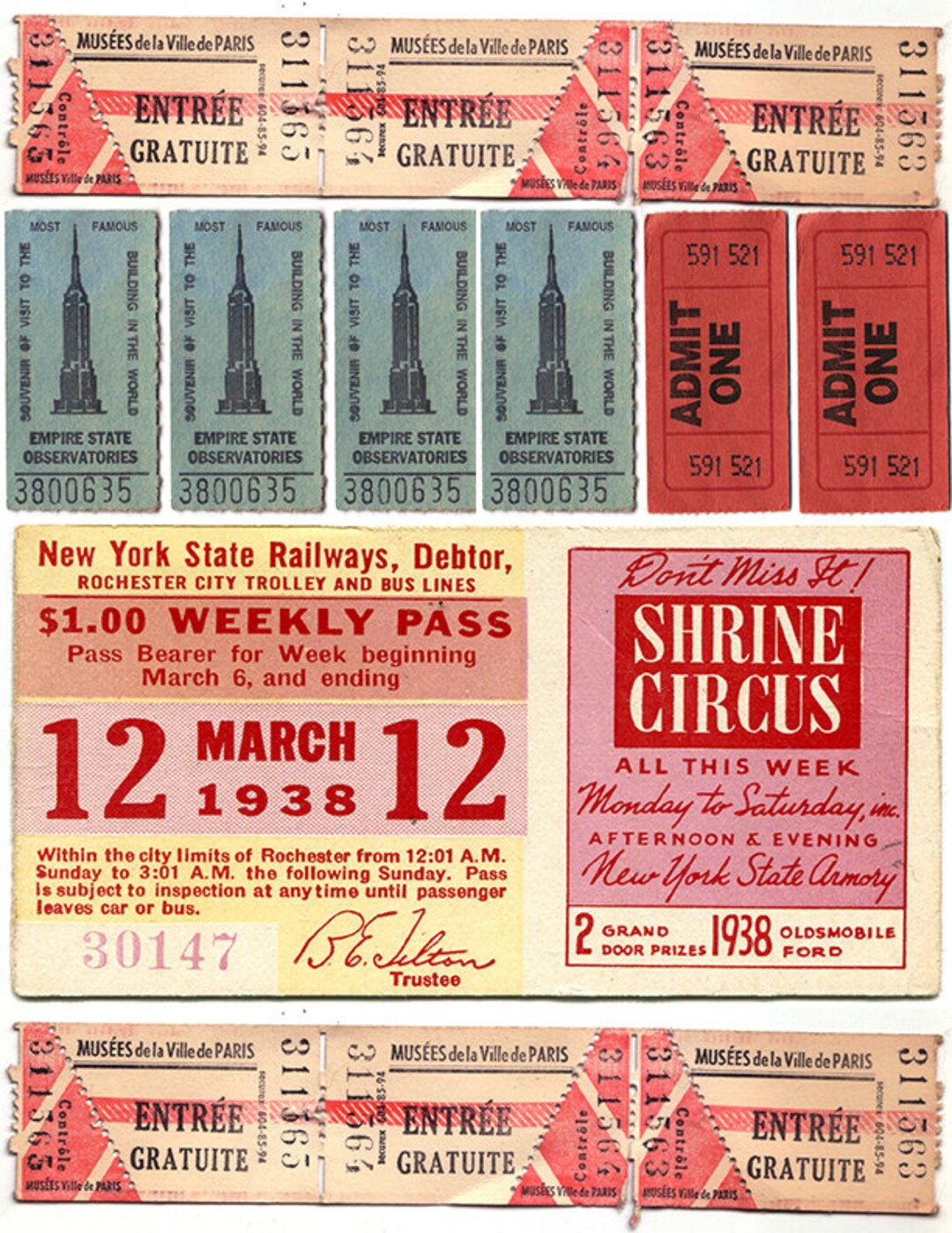 Old Vintage Tickets Ephemera Clip Art Digital Collage - Etsy