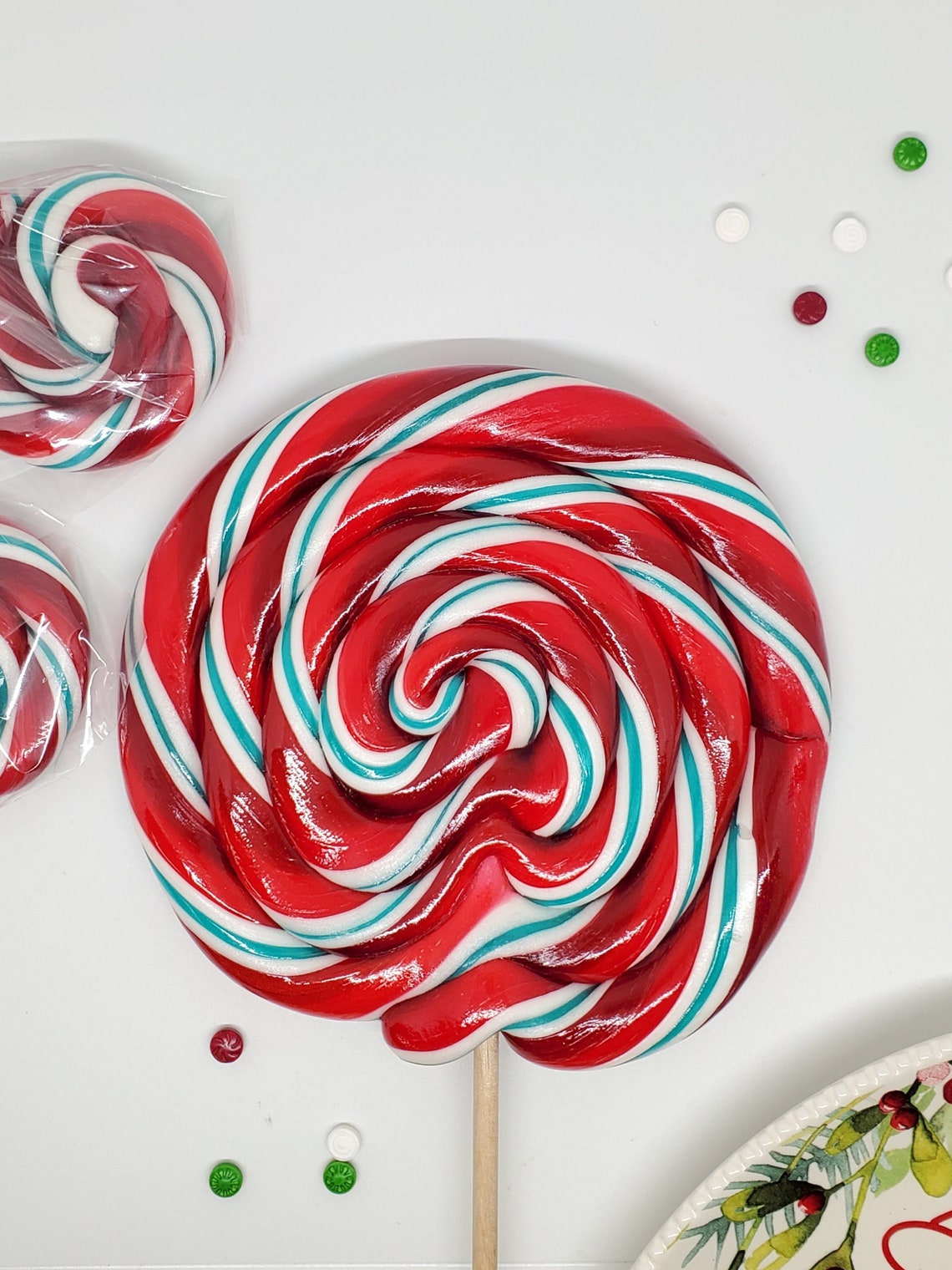 Jumbo Christmas Swirl Lollipops, Handmade Twirly Lollies, Customizable ...