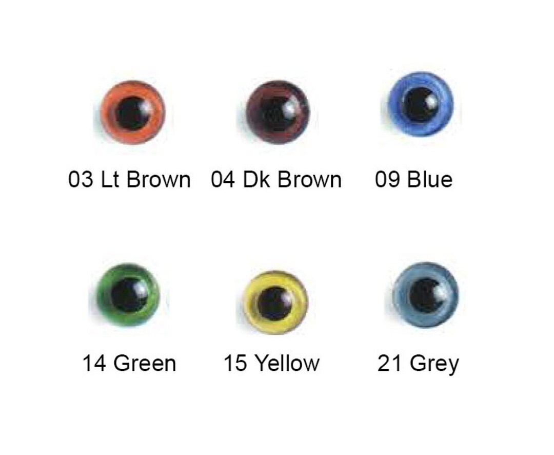 1 Pair Glass Eyes 9mm-10mm Painted Varnished Round Pupils Unmatched ...