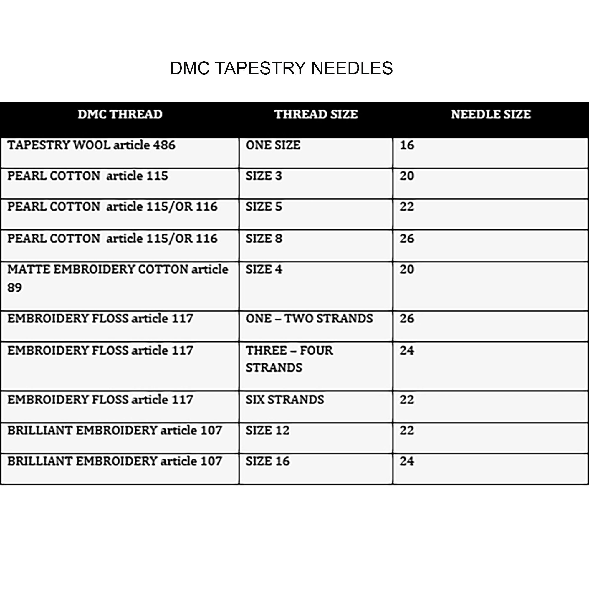 1 Package DMC Needles Available in 26 Sizes - Etsy