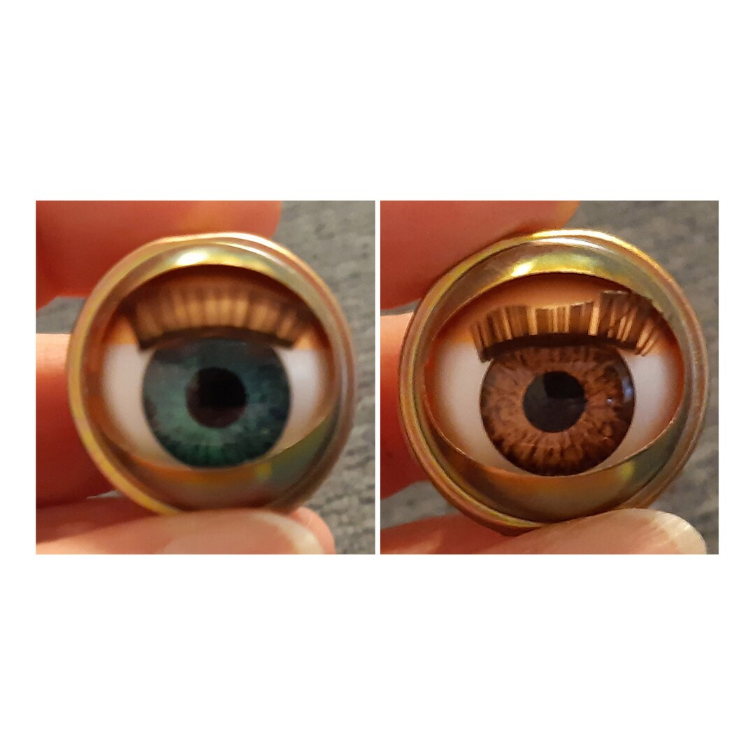1 Pair Blue or Brown Plastic Blinking Doll Eyes W/ Eyelashes 10mm ...