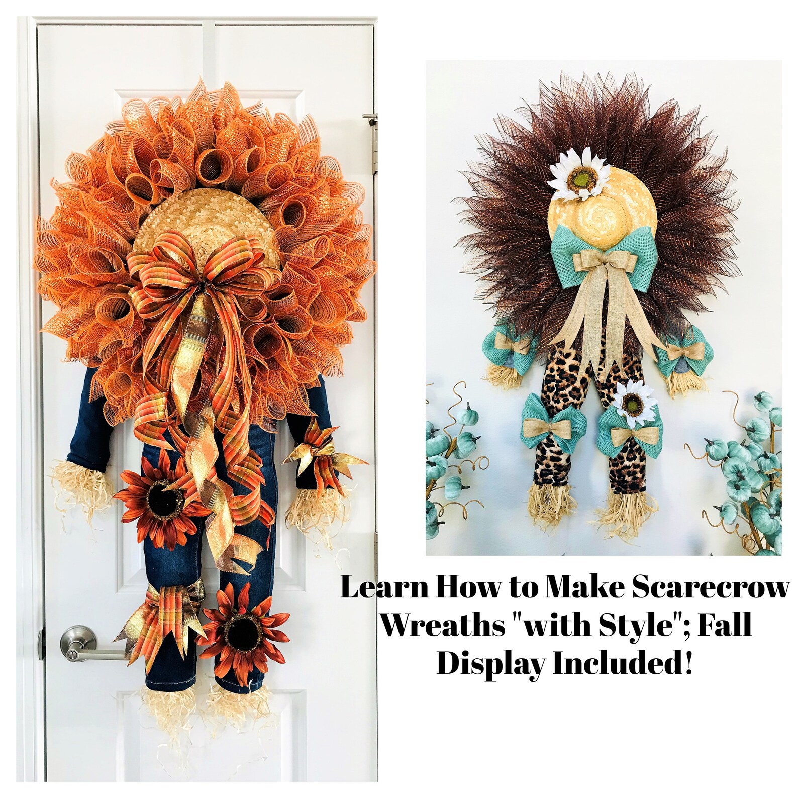 Scarecrow Wreath Tutorials Package With Fall Display, Making Scarecrow ...