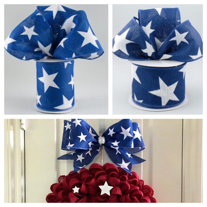 Patriotic Stars Ribbon 4 or 2 1/2 Width 5 Yards | Etsy