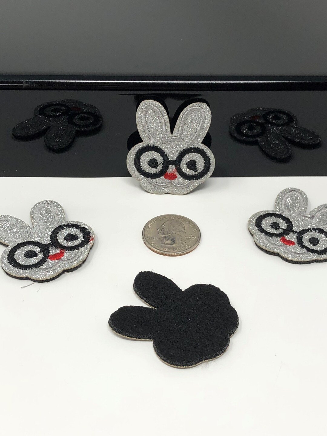 Glitter Rabbit With Glasses Feltie - Faux Leather, Felt, and Glitter ...