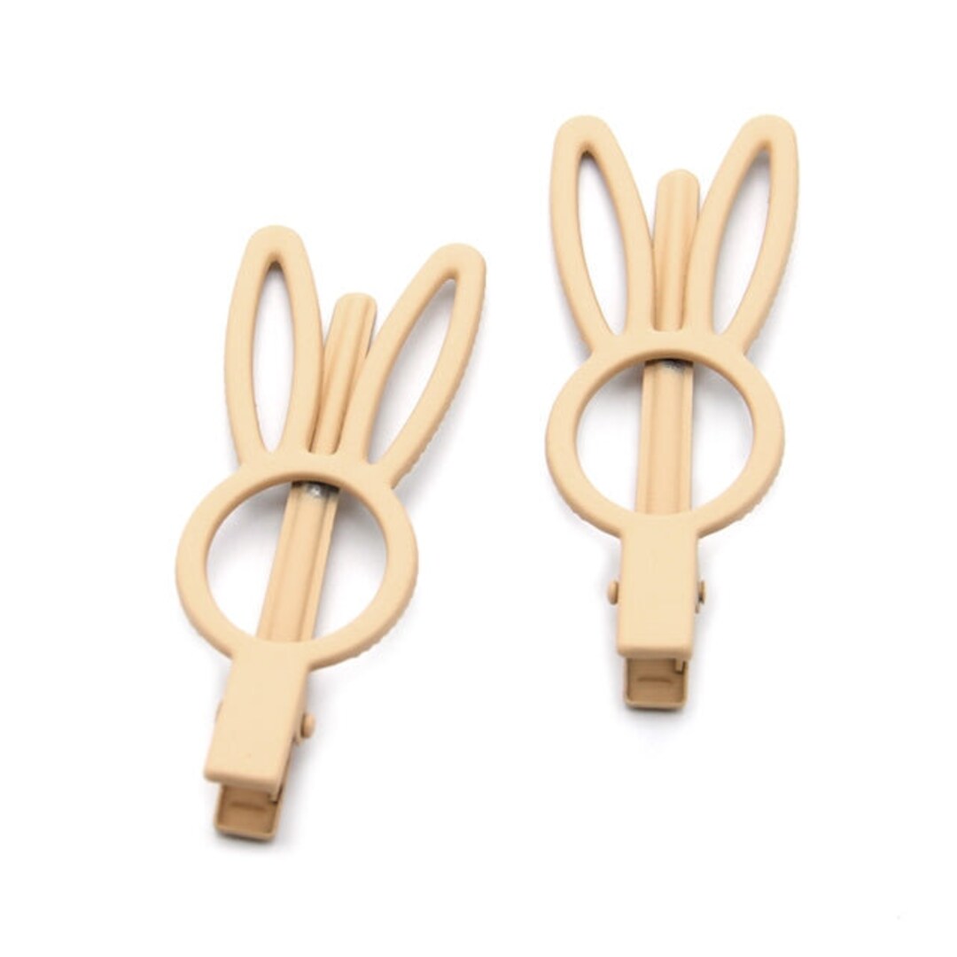 Beige Rabbit Hair Clip With Teeth - Pack of 2 - Etsy