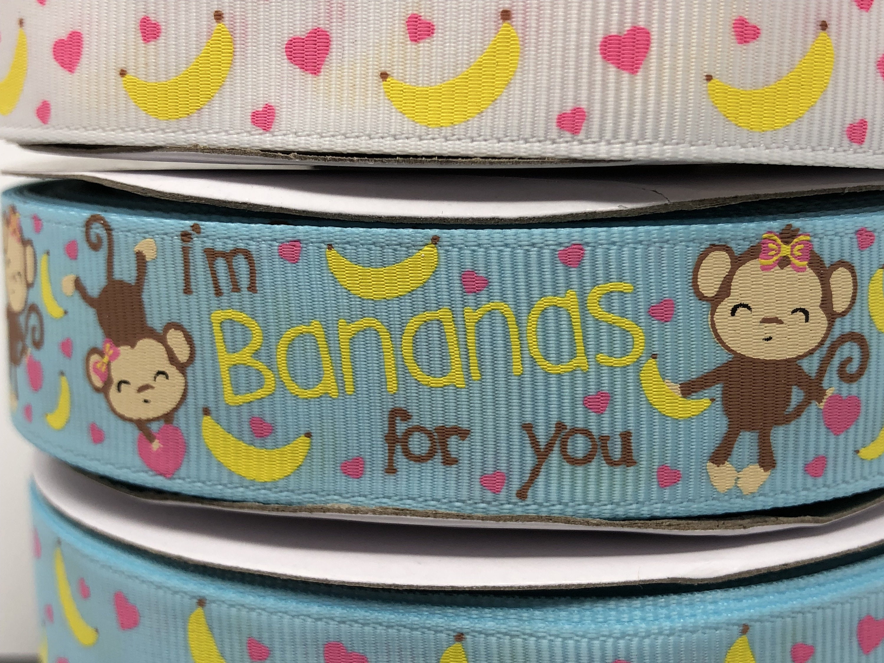 7/8 USDR Bananas for You Ribbon Ocean Blue US Designer | Etsy