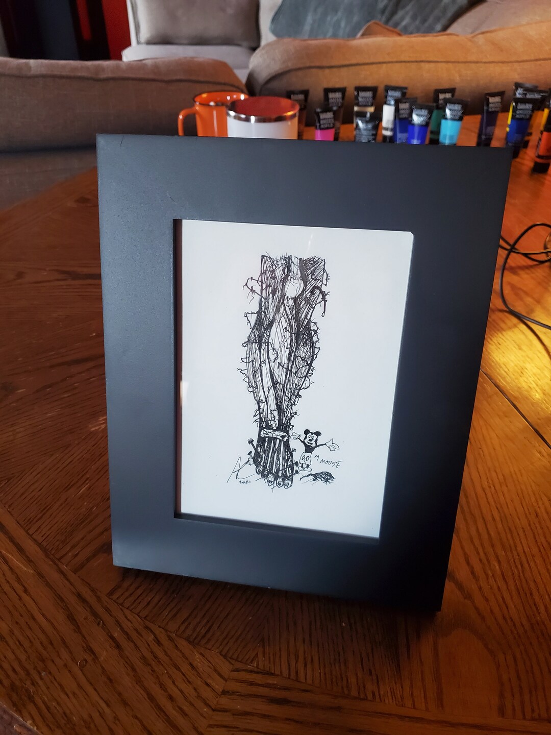 THE LEG Ink Drawing in 5x7 Frame original - Etsy