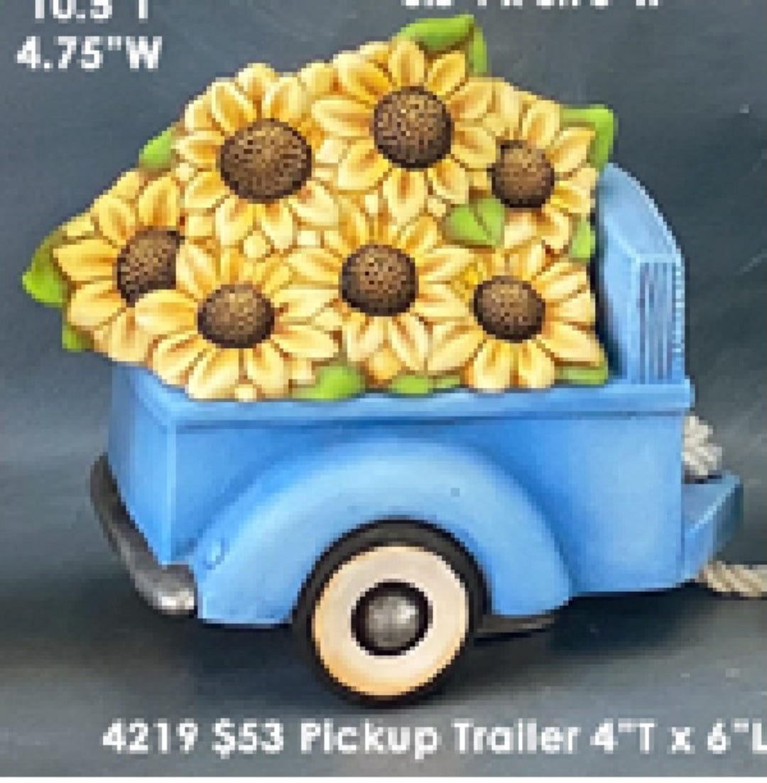 Sunflower Ceramic Bisque Pickup Truck Insert (ready to Paint) - Etsy