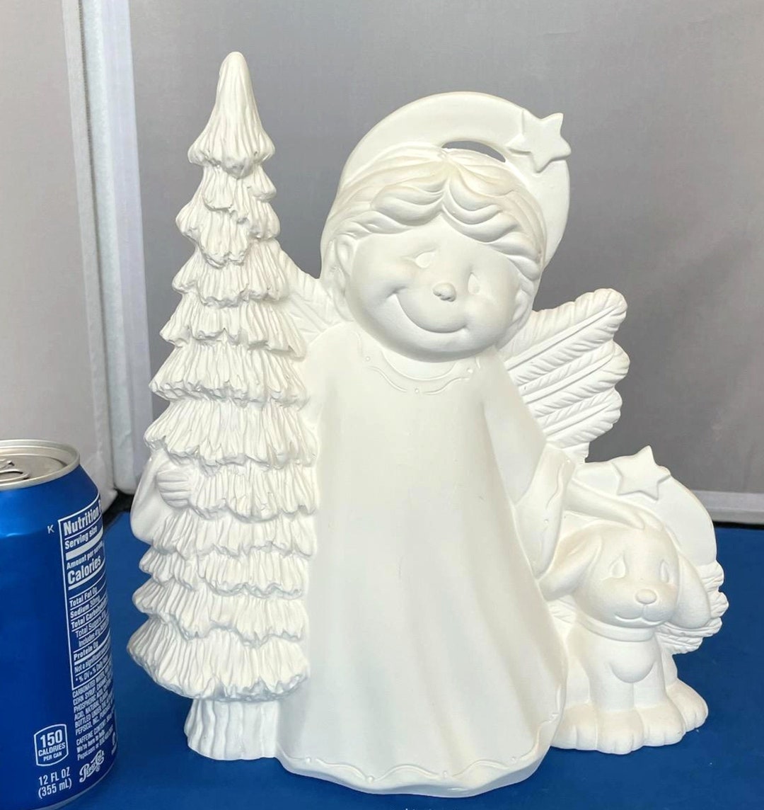 Ceramic Bisque Angel With NO HOLES N Christmas Tree 3 ready to Paint - Etsy