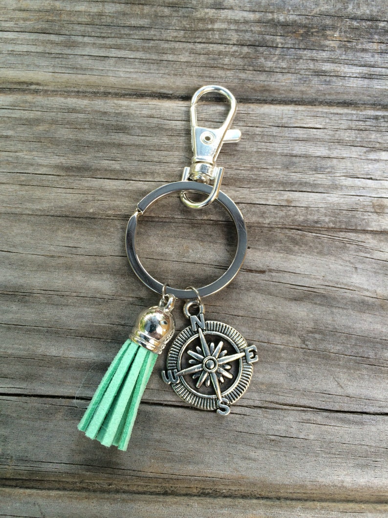 Compass Tassel Keychain Compass Keychain Keychain Purse - Etsy