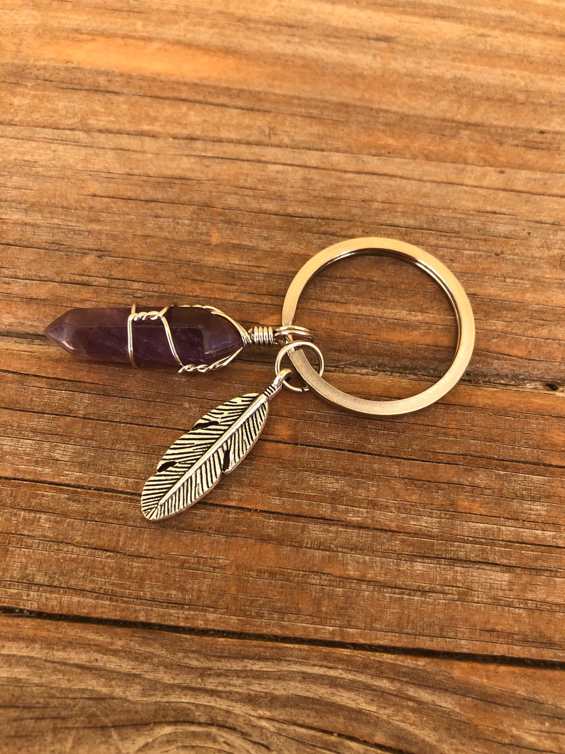 Feather Crystal Keychain Feather Keychain Boho Festival - Etsy