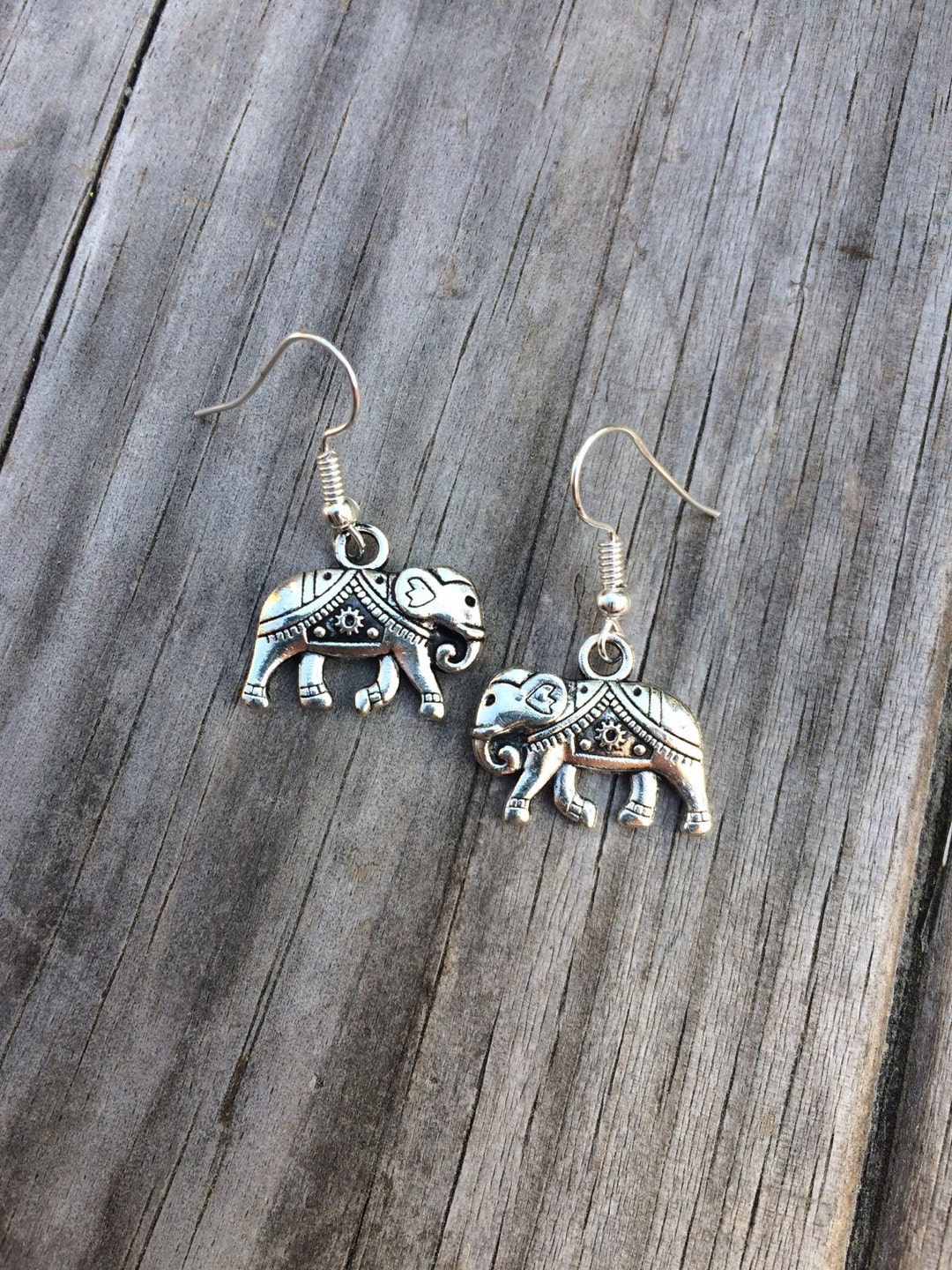 Elephant Earrings, Silver Elephant Earrings, Charm Earrings, Tribal ...