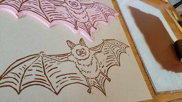 Handmade Paper Bat Garland: Block Print Halloween Decor - Cream and ...
