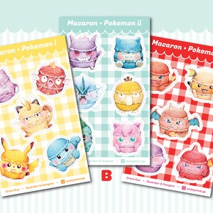 Pokemon Inspired Vinyl Sticker Sheet Matte Waterproof Decal Macaron ...