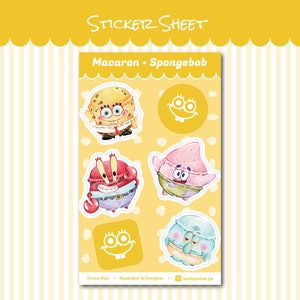 Cartoon Vinyl Sticker Sheet Matte Waterproof Decal Spongebob Powerpuff ...