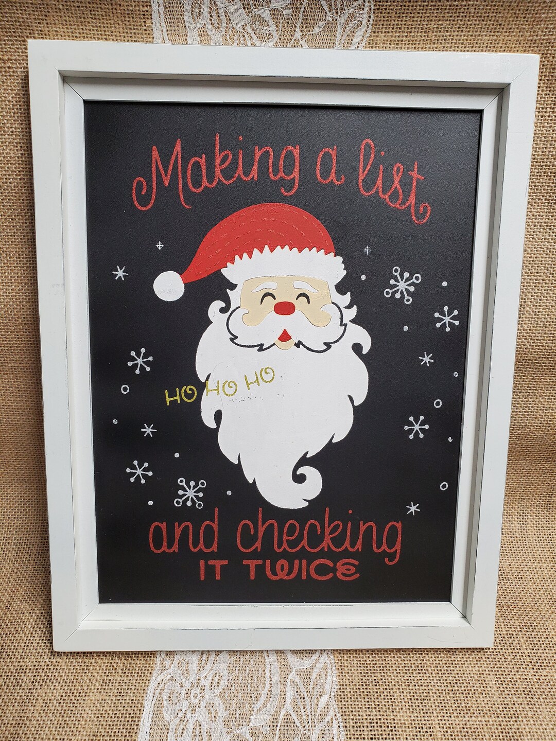 Santa Making a List Framed Sign - Etsy