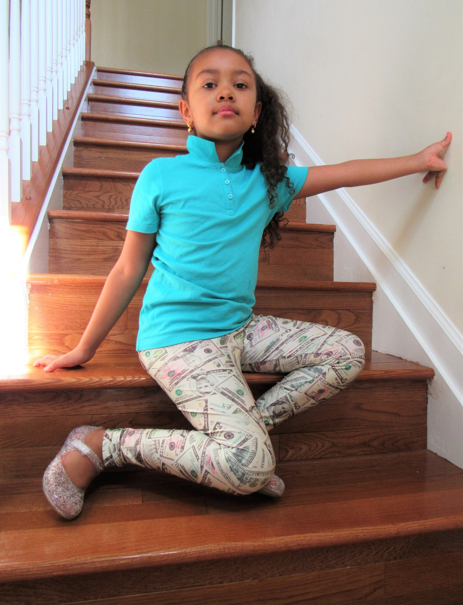 Money Print I Heart Sadora Girl's Leggings, Kid's Leggings, Matching ...