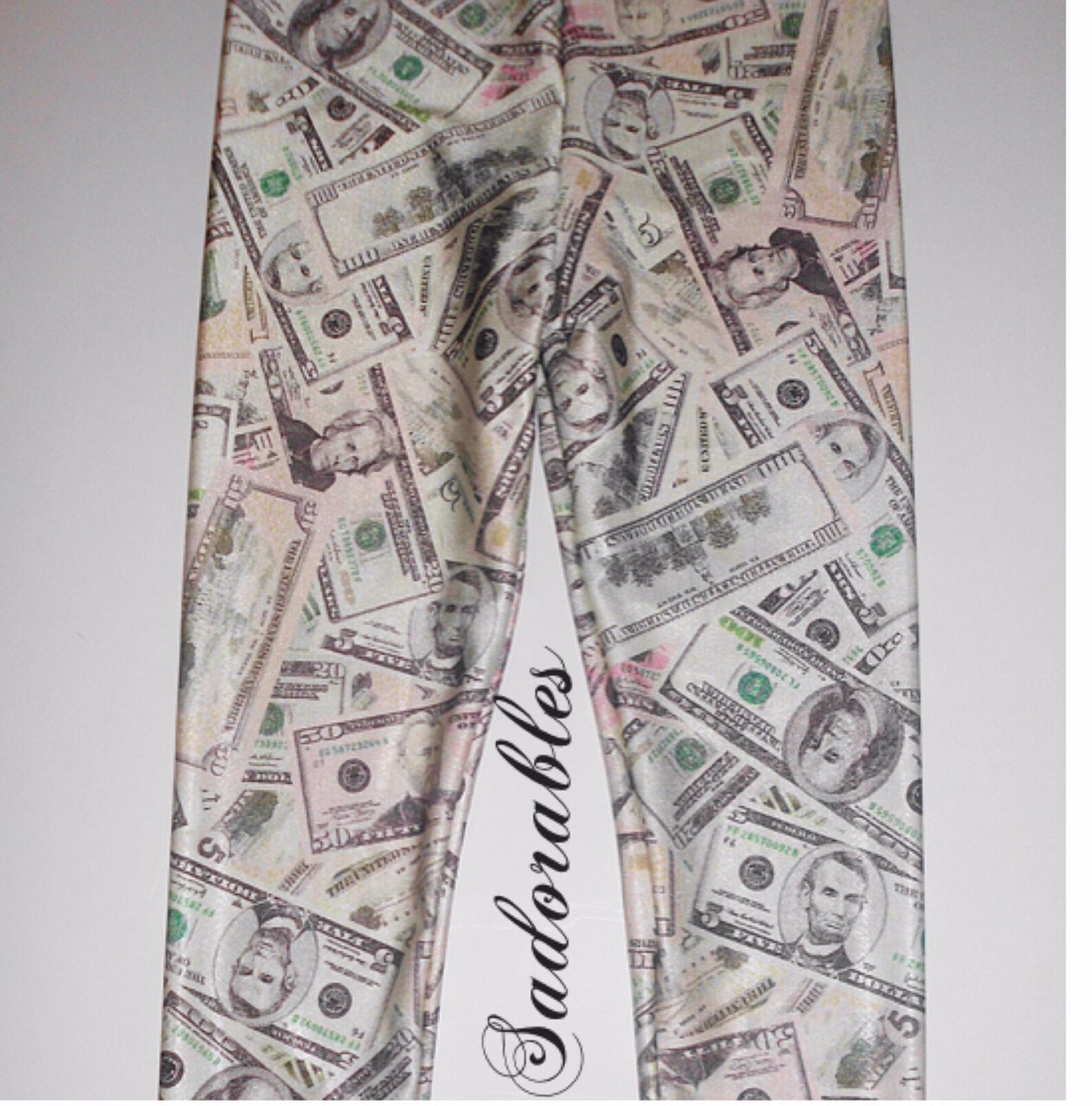 Money Print I Heart Sadora Girl's Leggings, Kid's Leggings, Matching ...