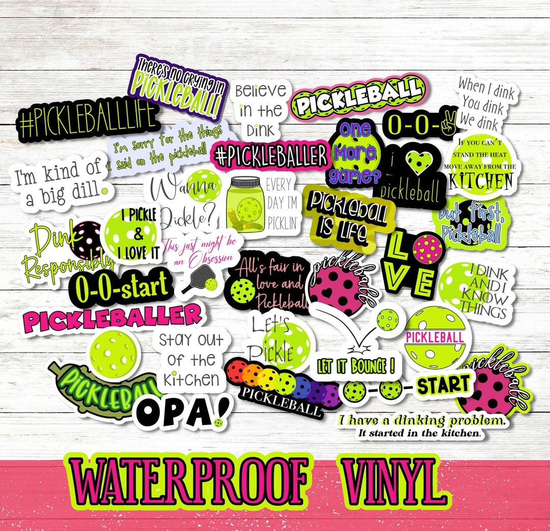 Pickleball Diecut Vinyl Stickers YOU PICK! Pickleball Water Bottle ...