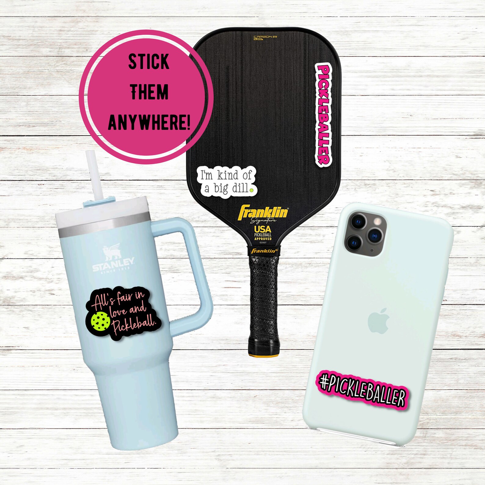 Pickleball Diecut Vinyl Stickers YOU PICK! Pickleball Water Bottle ...