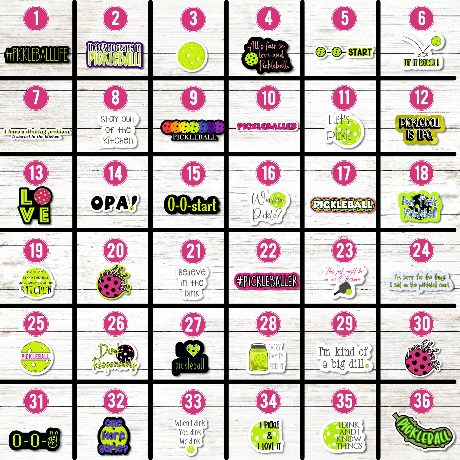 Pickleball Diecut Vinyl Stickers YOU PICK! Pickleball Water Bottle ...