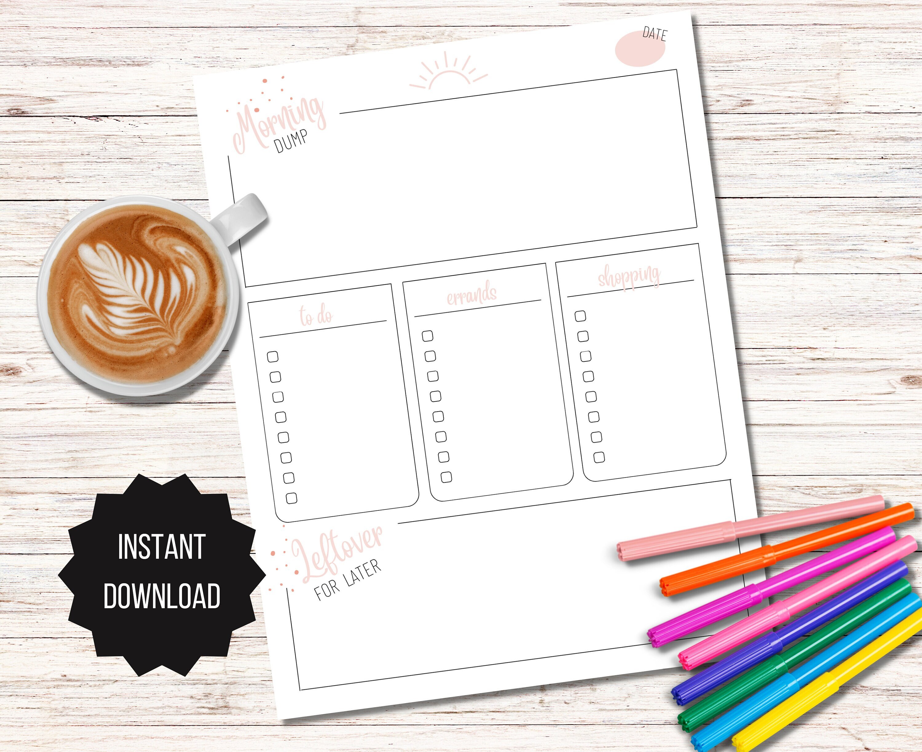 Daily Plan Brain Dump Instant Download Printable - Etsy