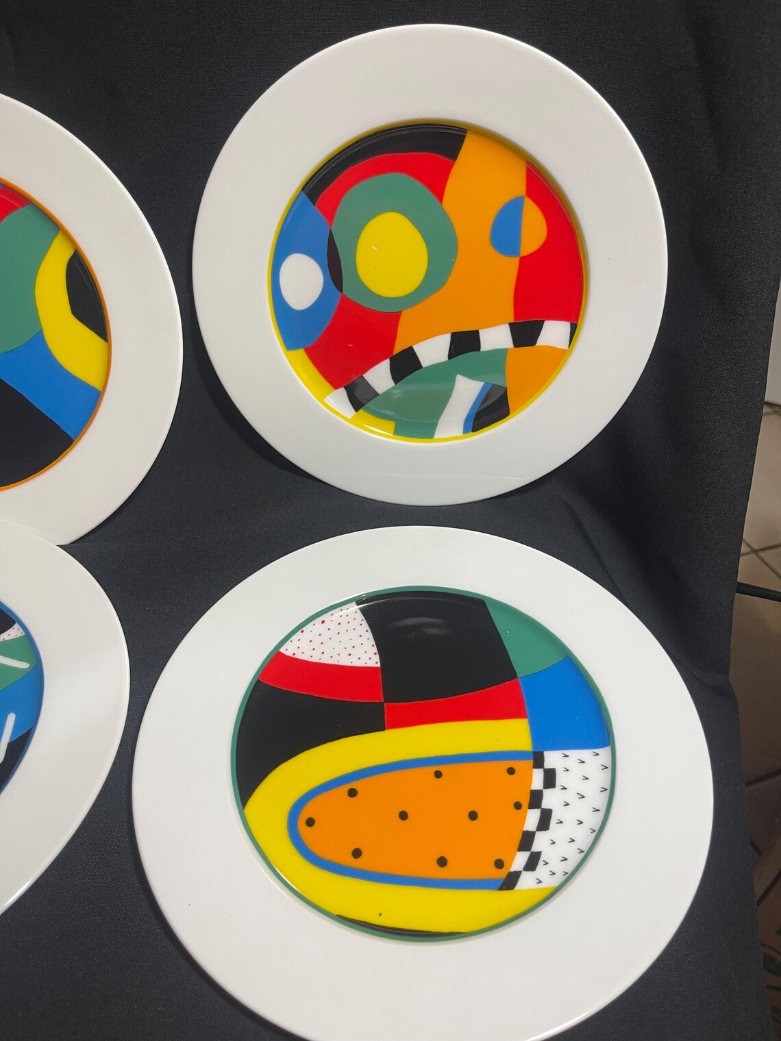 Susan Eslick Modern Cubism Set 4 Porcelain Plates Made by Felissimo ...