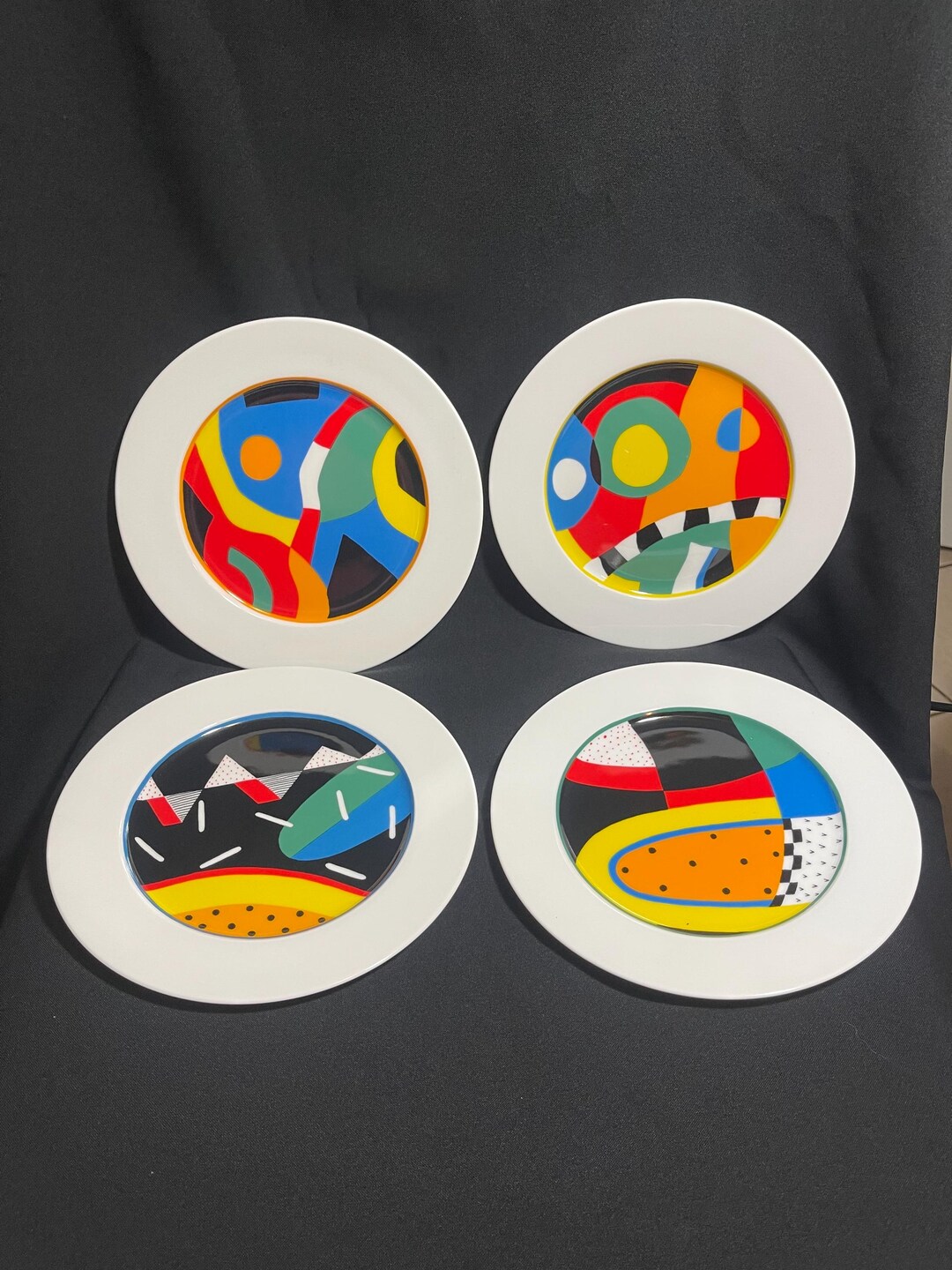 Susan Eslick Modern Cubism Set 4 Porcelain Plates Made by Felissimo ...