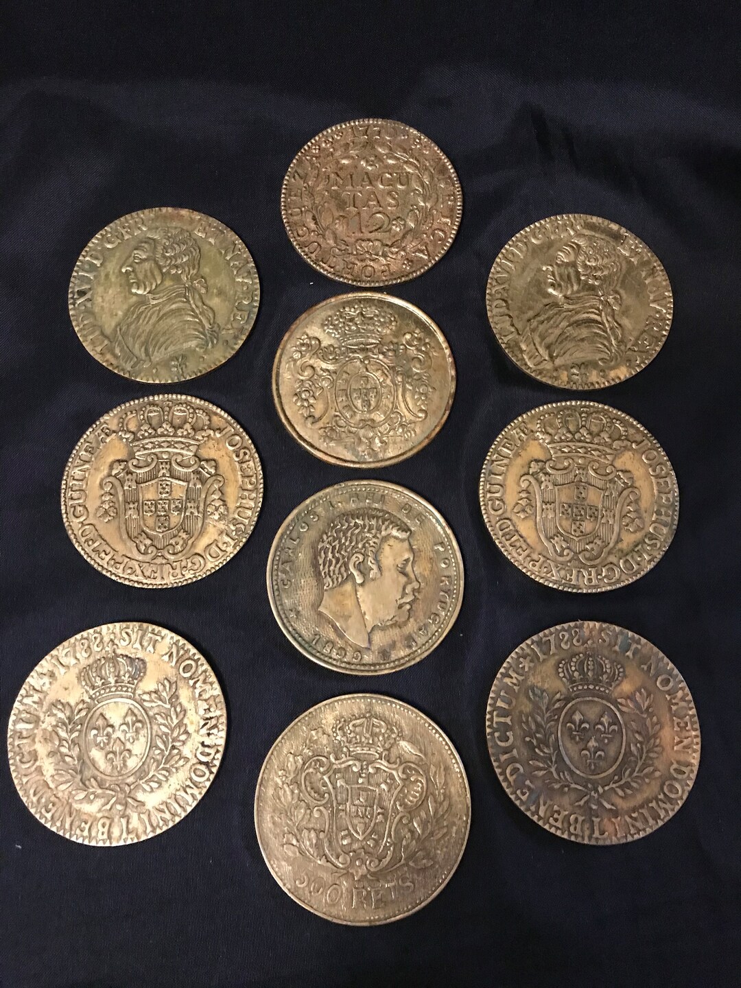 Set 10 Brass Coin Reproduction Coasters Simir Portugal - Etsy