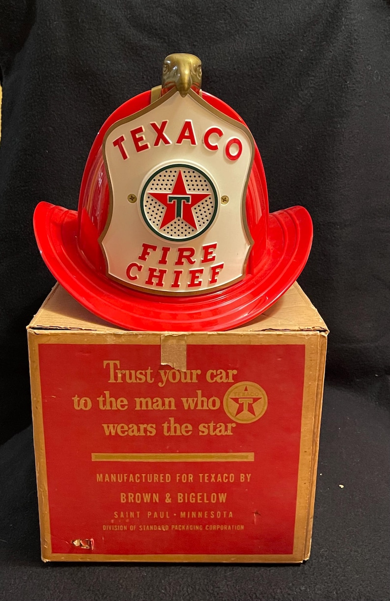 Texaco Fire Chief Authentic Reproduction Toy Helmet Brown and Bigelow ...