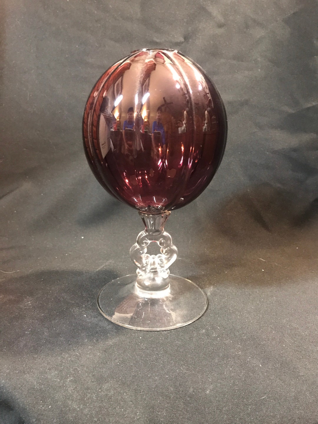 Cambridge Amethyst Glass Keyhole Vase With Ball Top, 1930’s. - Etsy