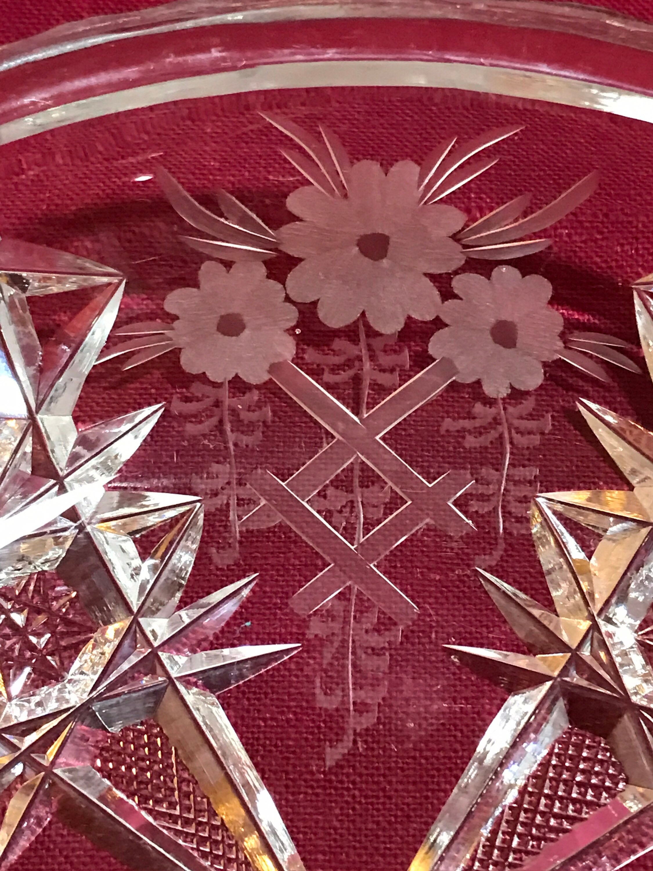 Hawkes Signed ABP Cut Crystal Nappy With Intaglio Etched Design. - Etsy