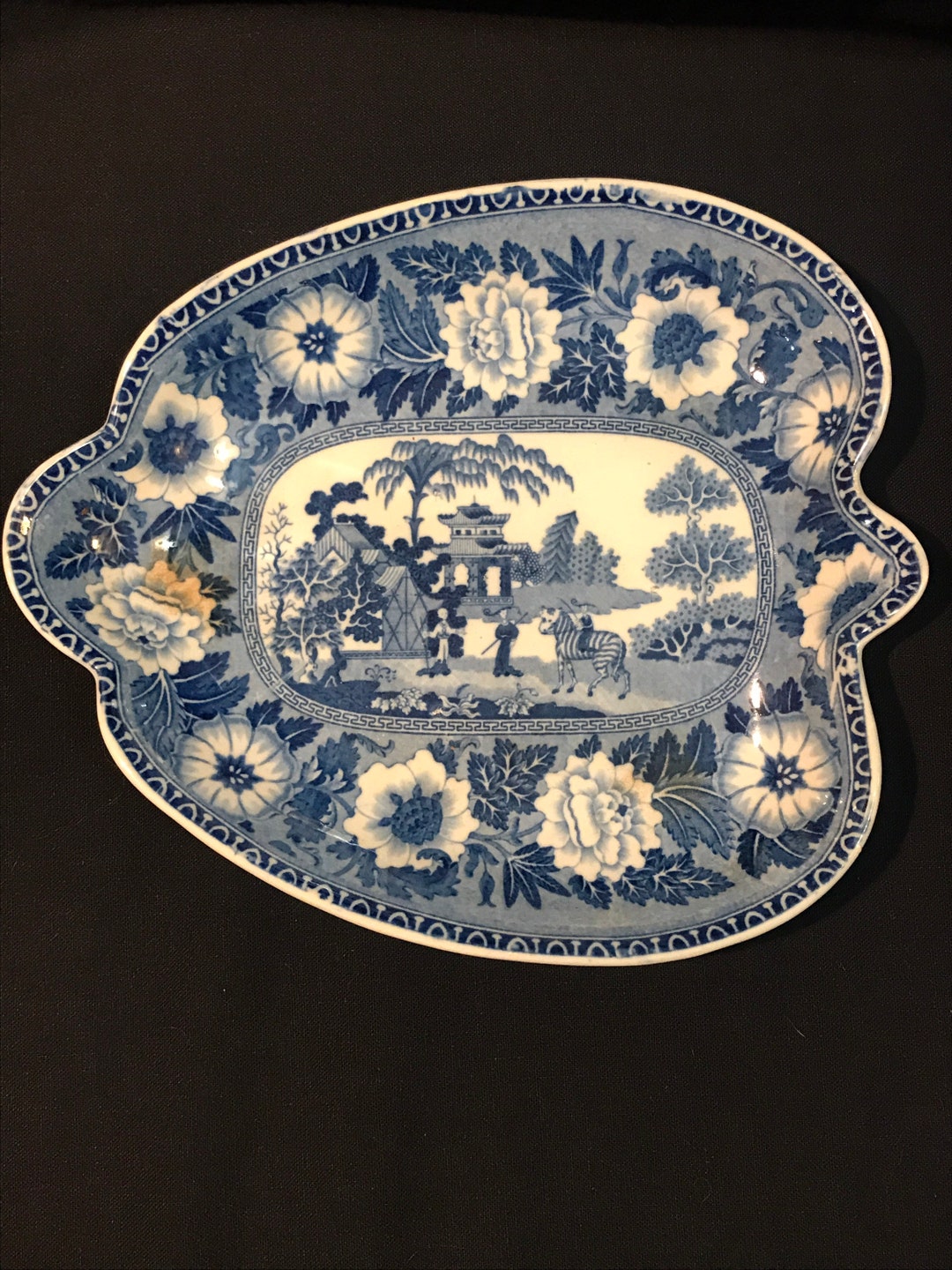 Rogers Zebra Pattern Blue Transfer Ware Shaped Dish Circa 1825 - Etsy