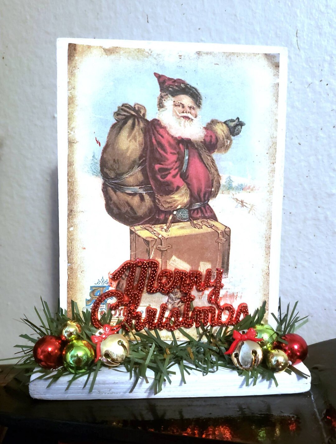 Christmas Decor Vintage Holiday Stand postcard Retro. - Etsy