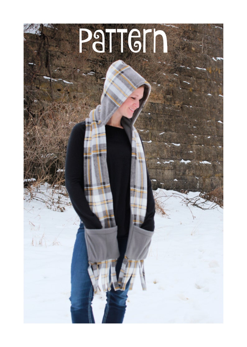 Hooded Scarf PDF PATTERN -hooded Scarf With Pockets- Sewing Pattern ...
