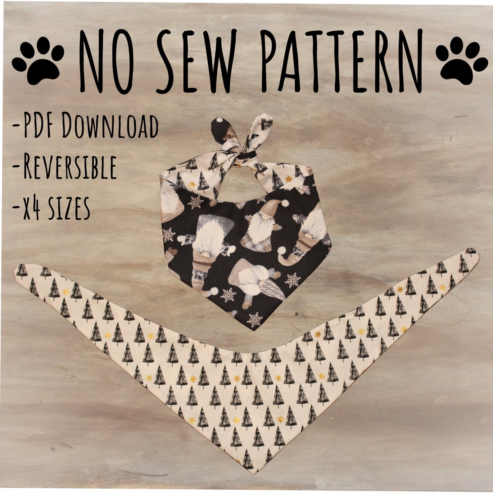 No Sew PDF Pattern/tutorial Dog Bandana X4 Sizes Instant - Etsy