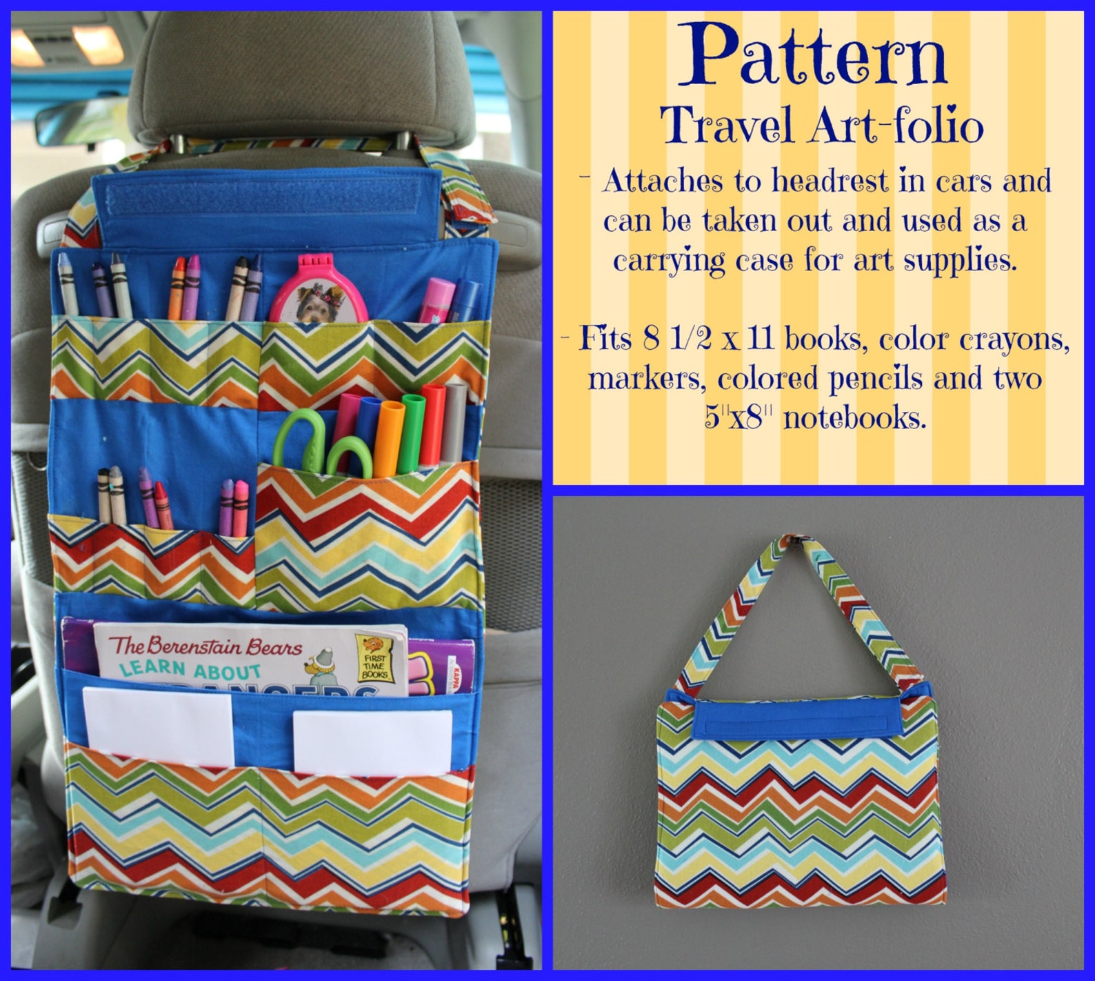 TUTORIAL Kids Car Organizer Pattern Activity Portfolio | Etsy