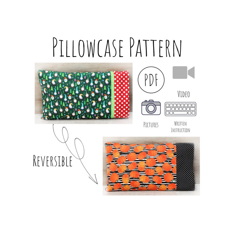 Sewing PDF Tutorial -reversible Pillowcase With Cuff - 3 Sizes Included ...