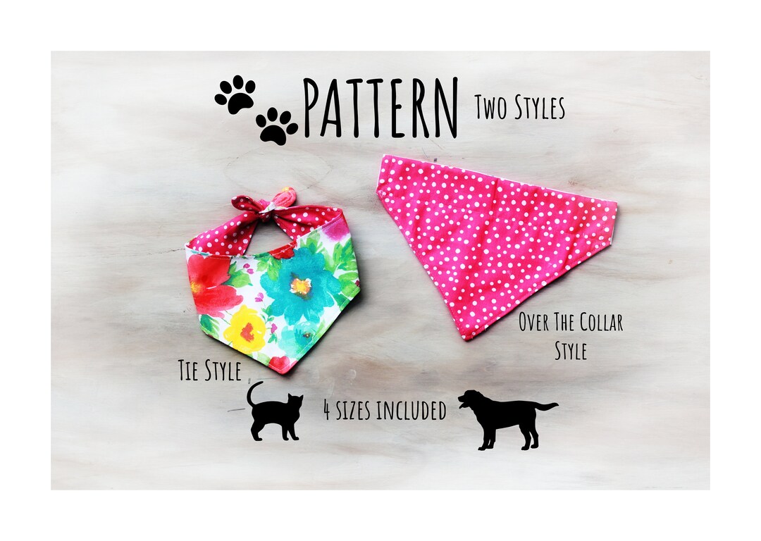 Two Styles Bandana - PDF Pattern/tutorial Reversible Over the Collar ...