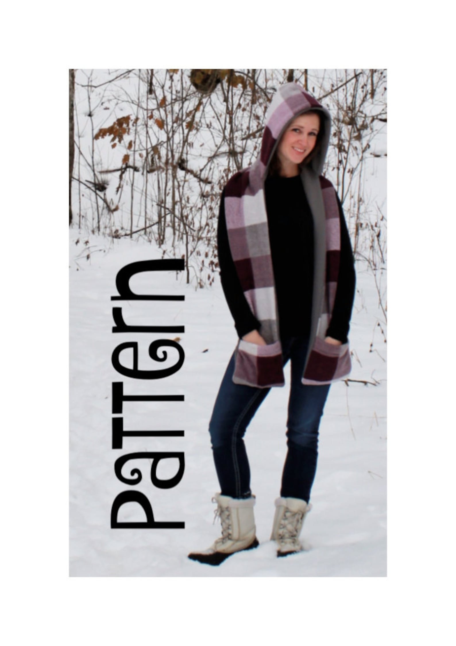 Hooded Scarf PDF PATTERN -hooded Scarf With Pockets- Sewing Pattern ...