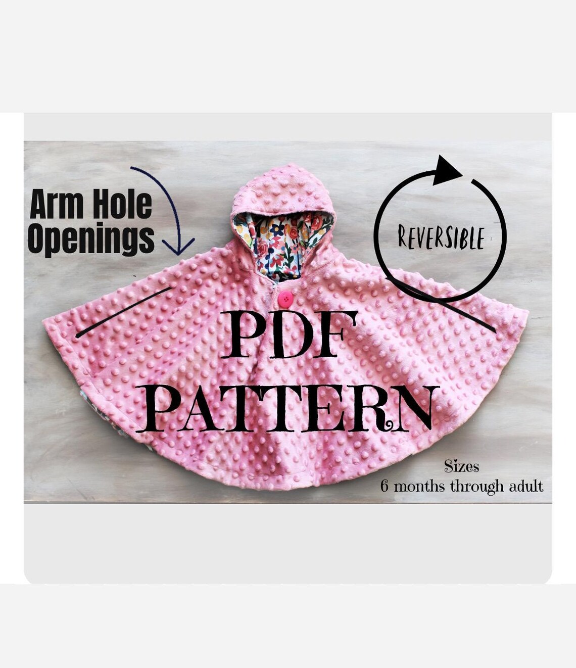 Arm Hole Reversible Poncho PDF PATTERN + Video Tutorial Diy-carseat ...