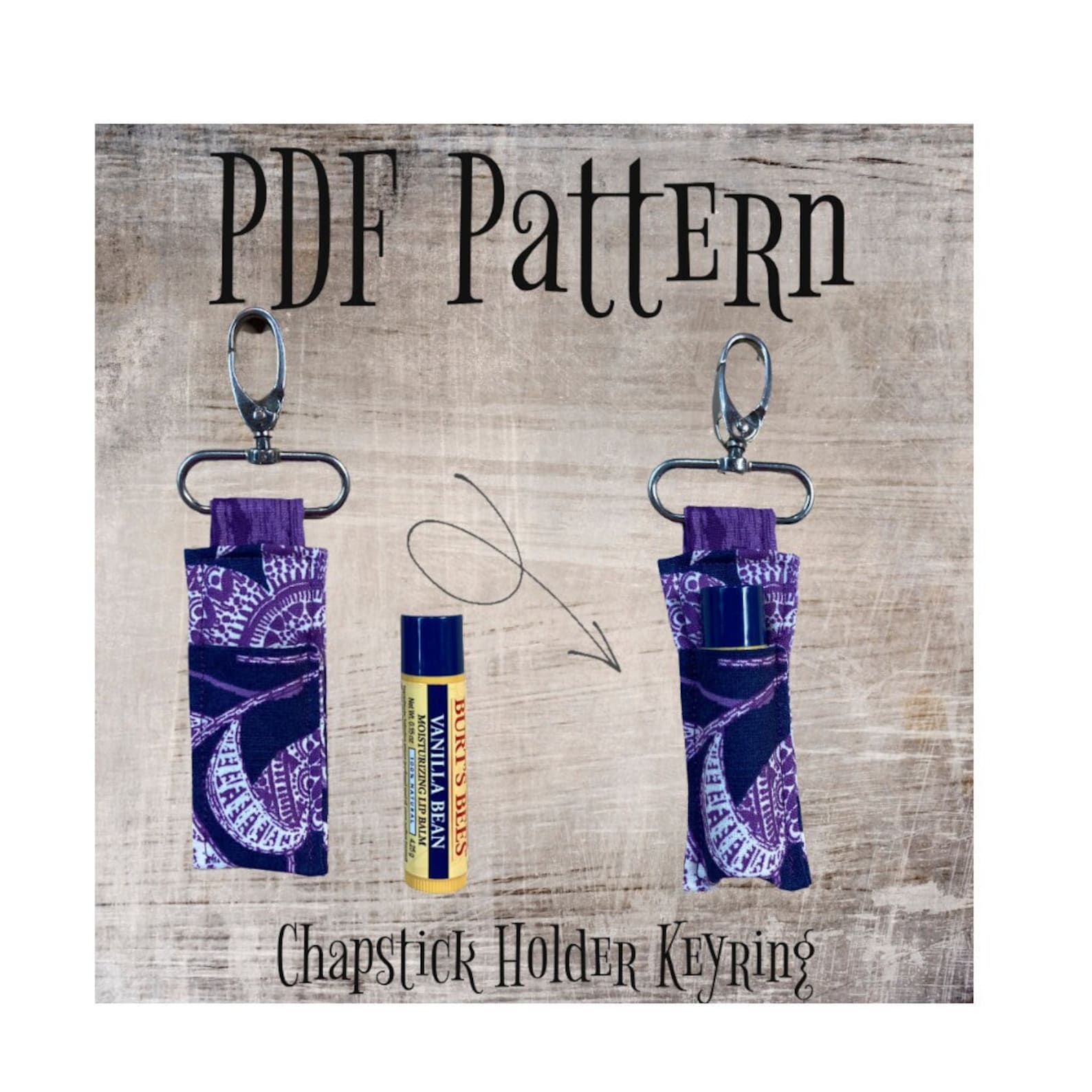 PDF Pattern/tutorial Chapstick Keyring Holder - Keychain - Lip ...