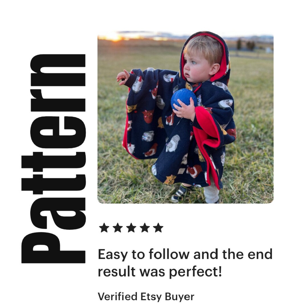 Rectangular Poncho PDF PATTERN + Video Tutorial Diy-carseat Poncho ...