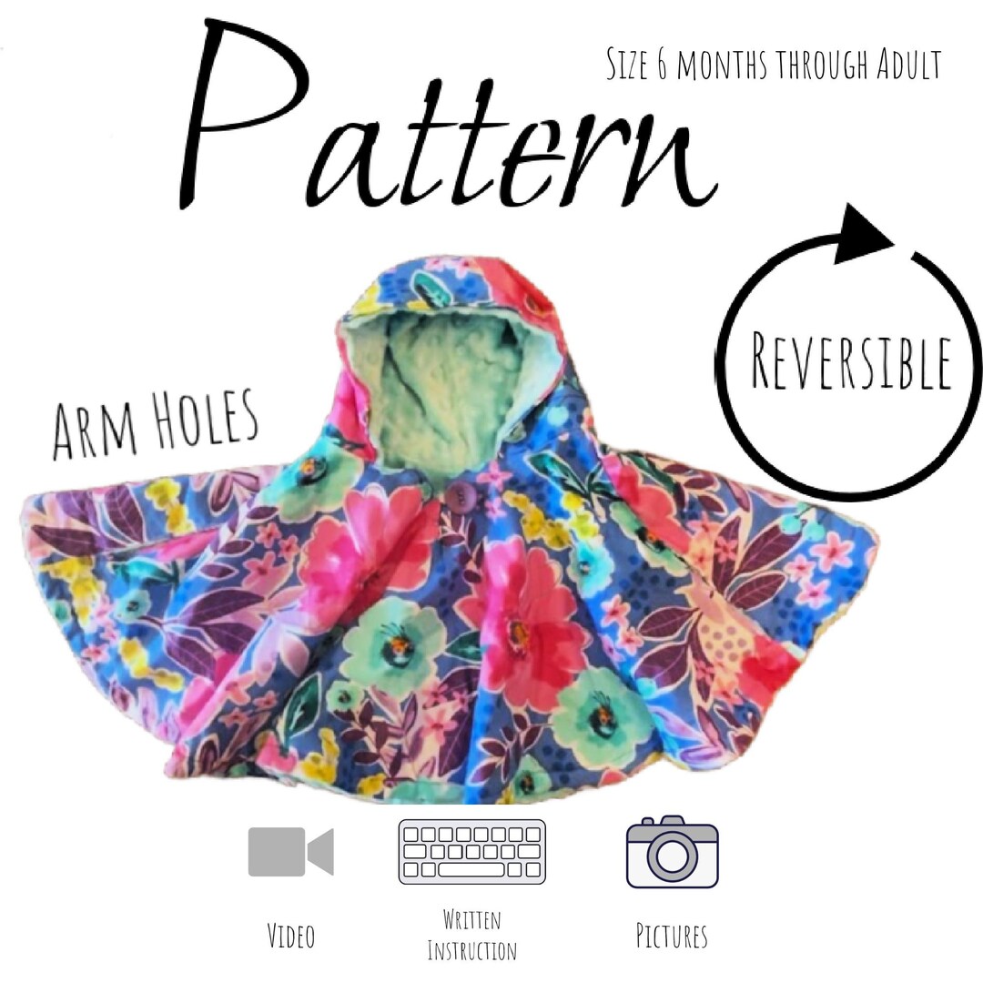Arm Hole Reversible Poncho PDF PATTERN + Video Tutorial Diy-carseat ...